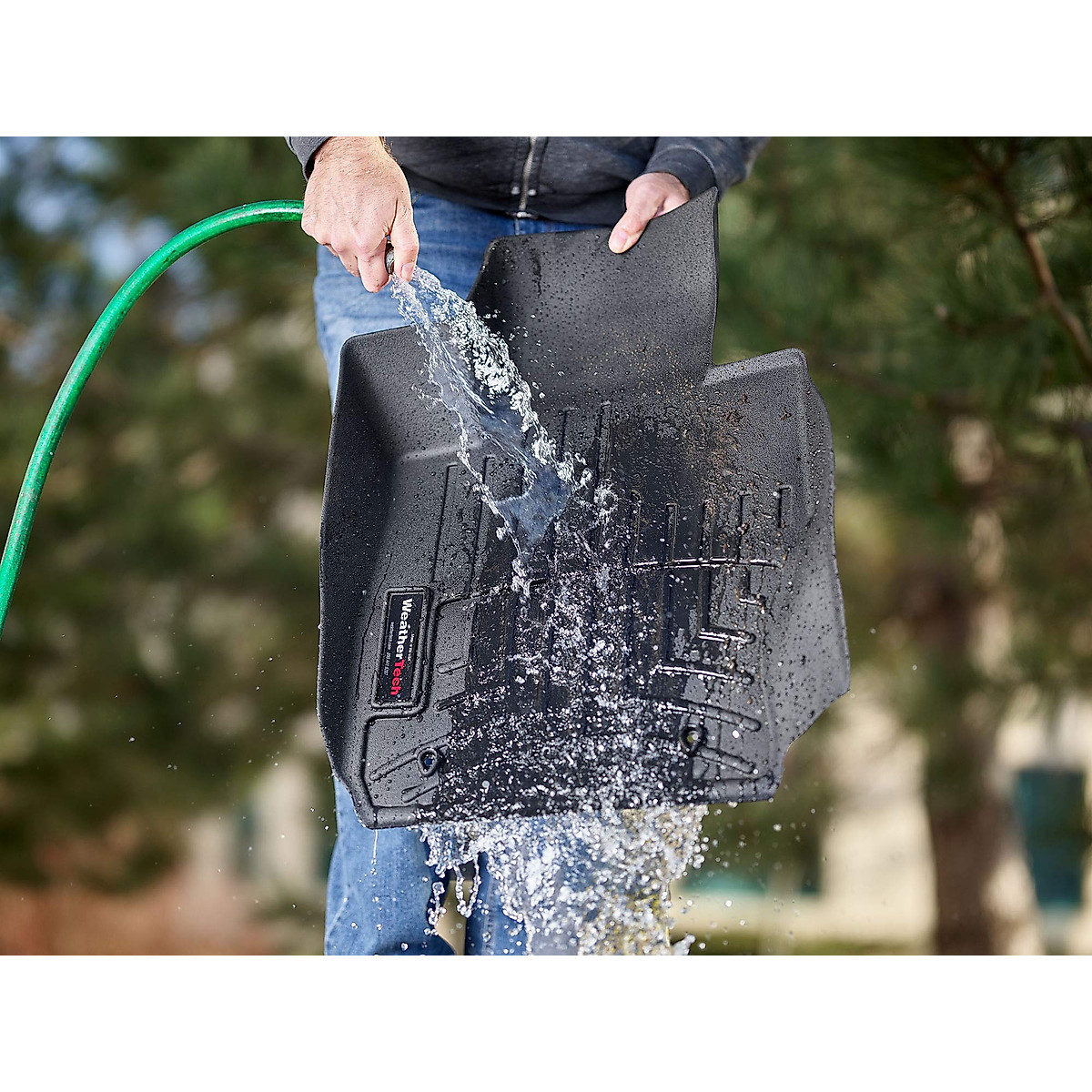 WeatherTech Custom Fit FloorLiners for Silverado 2500HD/3500HD, Silverado 1500, Sierra 1500, Sierra 2500HD/3500HD - 1st Row - Over The Hump (445451), Black