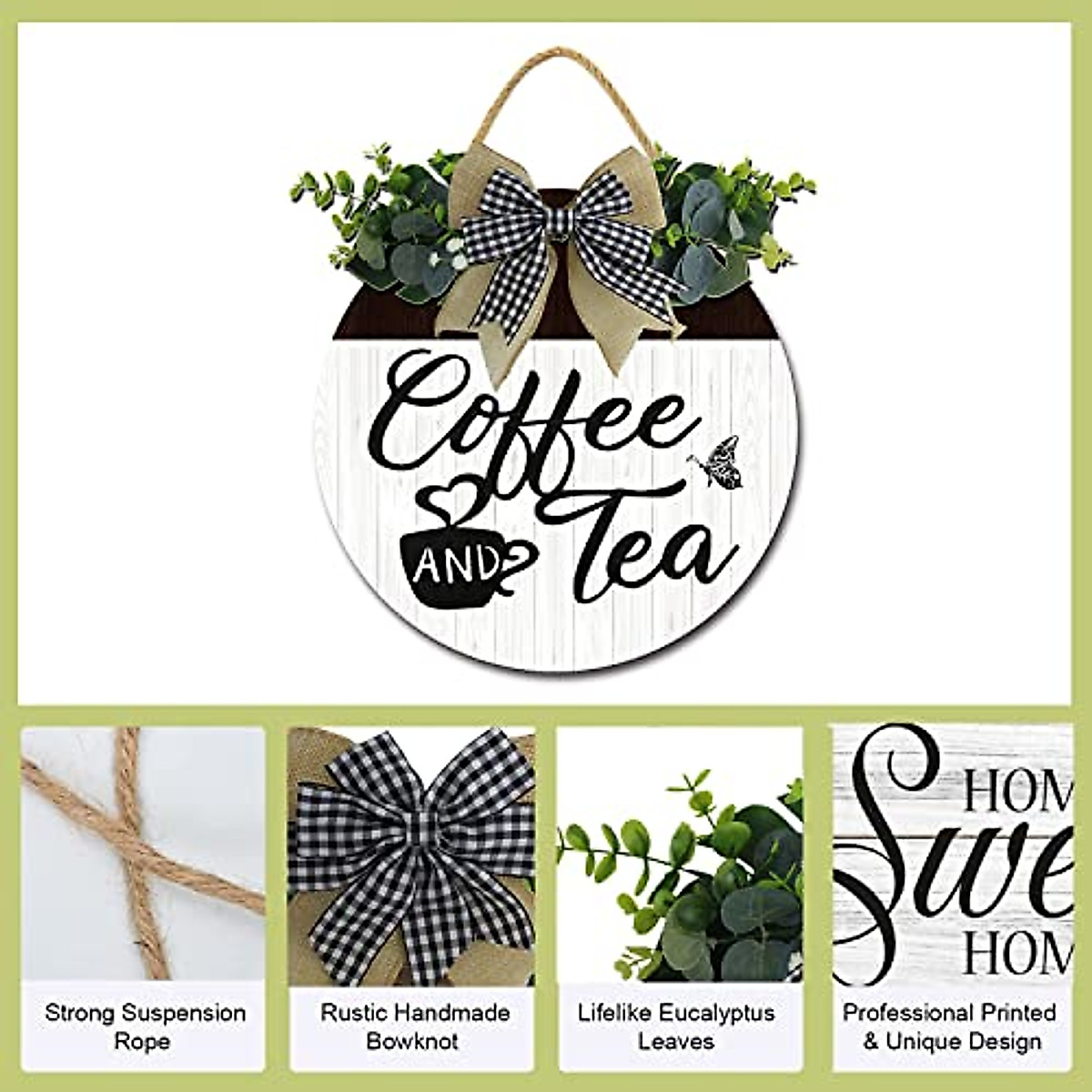 Sokomurg Coffee and Tea Coffee Bar decor sign Rustic Farmhouse Wooden Round Retro Coffee Bar Decor Coffee Lover Coffee Station Decor Home Office Kitchen Wall Decor