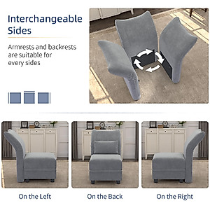 LLappuil Chenille Sectional Couch U Shaped 7 Seater Deep Modular Sectional Sofa with Storage and Adjustable Armrest Backrest, Large Sectional Sleeper Sofa Set, Grey