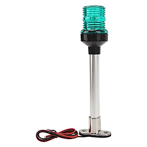 Airshi Boat Stern Light, Stainless Steel Base 33 LED Lamp Beads 10 Inches Height Aluminum Rod Bow Mast LED Anchor Navigation Lights for Fishing Boats (Green), LED Stern Light Boat Anchor Light