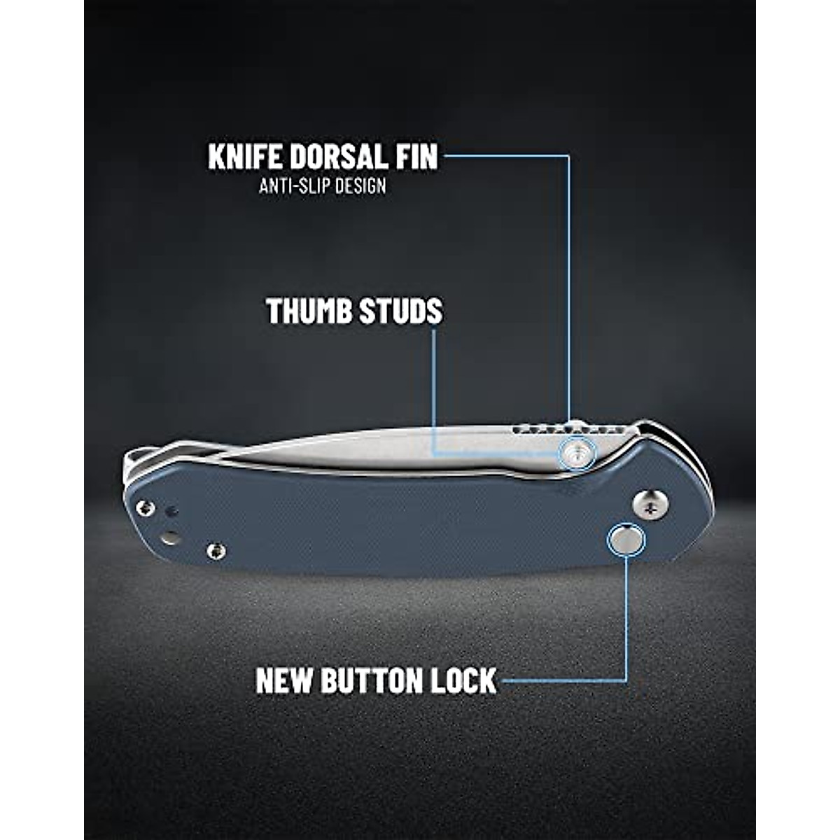 CJRB Pyrite Black Bundled with Blue Great EDC Knife Companion