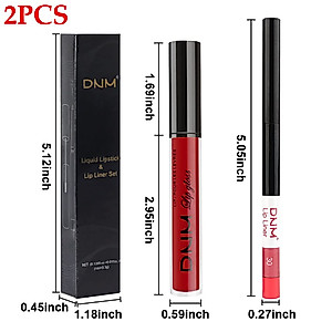 2 Colors Liquid Matte Lipstick and Lipliner Set, Brown Nude Lip Tint 24 Hour Waterproof Velvet Nonstick Cup Lipgloss Lip Stain Pigmented Lip Makeup Gift Sets for Girls and Women Labiales25&27