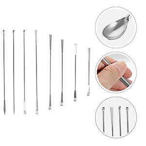 Hemobllo Stainless Steel Lab Spatula Micro Sampling Scoop Double Ended Mixing Spoon Laboratory Measuring Spoon for Powders Gel Cap Filler Micro Lab Spoon Laboratory Mixing Spatula Set (8 Pcs)