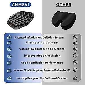 ANMSVI Inflatable Pressure Relief Seat Cushion for Home Office Car and Wheelchair Cushions, Adjustable Firmness for Sciatica Pain Relief, Tailbone Pain Relief, Coccyx, Office Chair Desk Chair Cushion