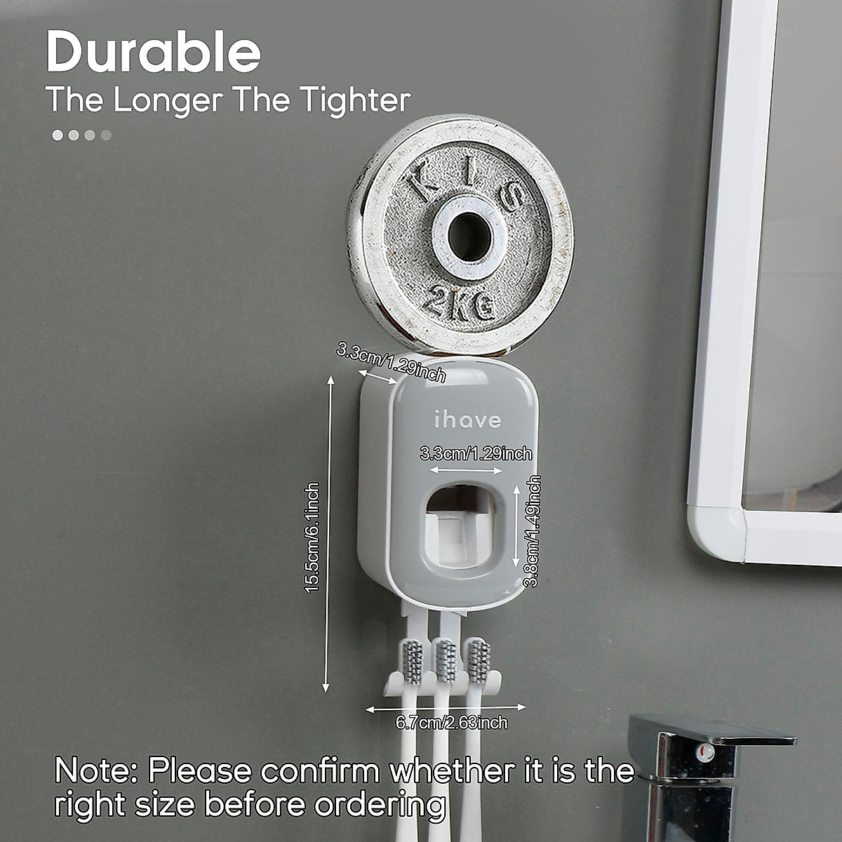 iHave Toothbrush Holder Wall Mounted with Toothpaste Dispenser - Easy to Install, Sturdy, and Stylish Bathroom Decor & Bathroom Accessories