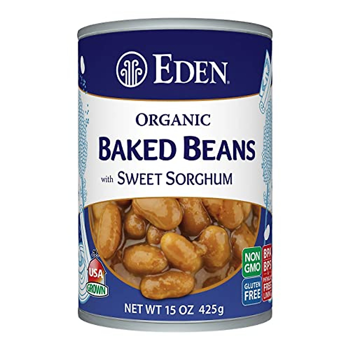 Eden Organic Baked Beans with Sorghum, Mustard, and Spices, Navy, 15 oz (12-Pack)