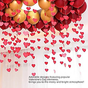 200 PCS Red Hanging Heart Garland Decorations Felt Banner for Valentines Day Wedding Anniversary Birthday Party Supplies Home Décor (DIY)