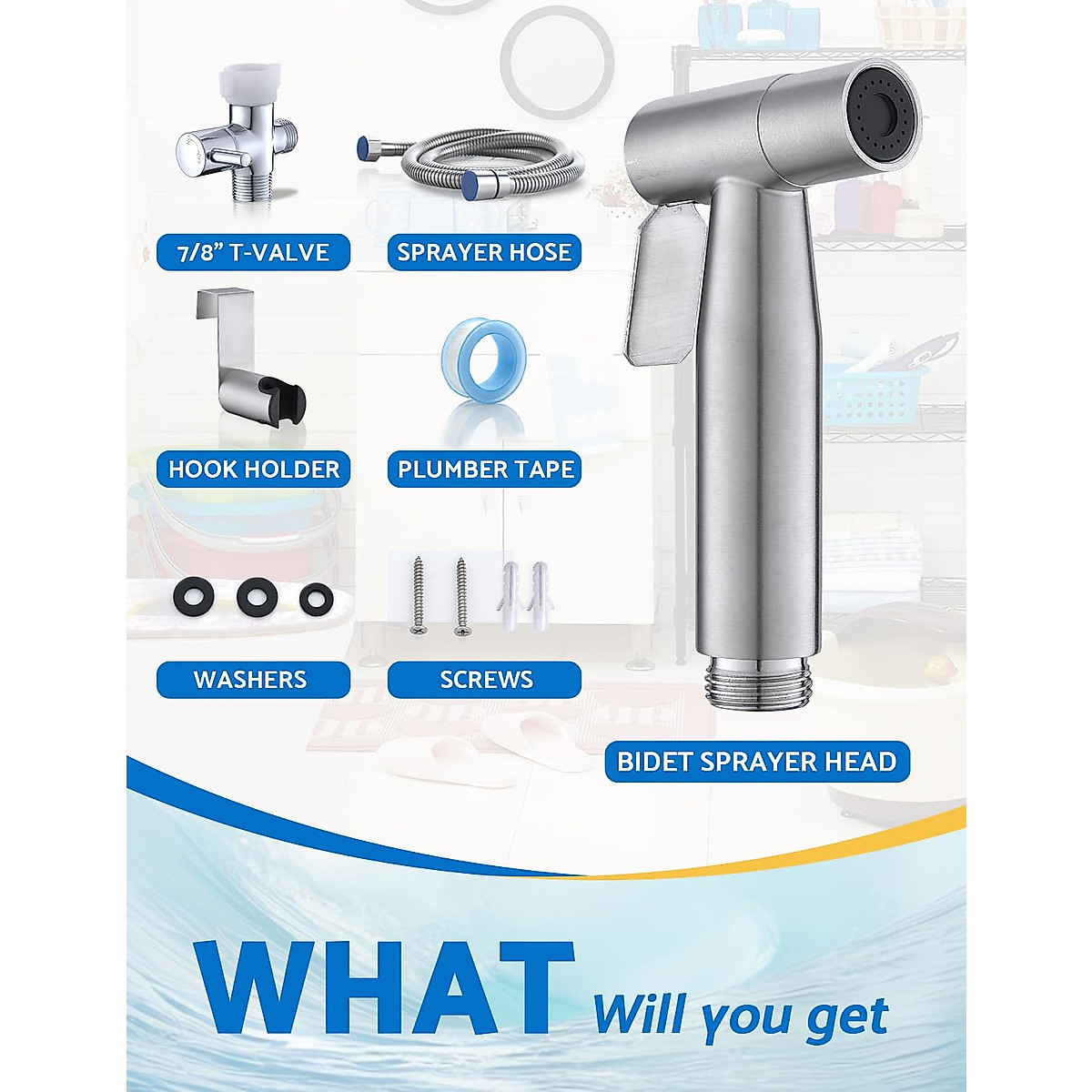 3 Packs BRITULIF Handheld Bidet Sprayer for Toilet, Hand Sprayer Bidet with Adjustable Jet Spray for Toilet Bidet Handheld Cloth Diaper Sprayer Set Muslim Shower for Bathroom