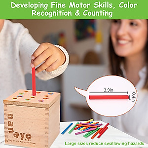 nanayo 4-for-1 Play Kit Includes Object Permanence Box, Montessori Coin Carrot Harvest Game, Matchstick Color Drop Game – Toys for Babies 6-12 Months, 1 Year, 2 Year and 3