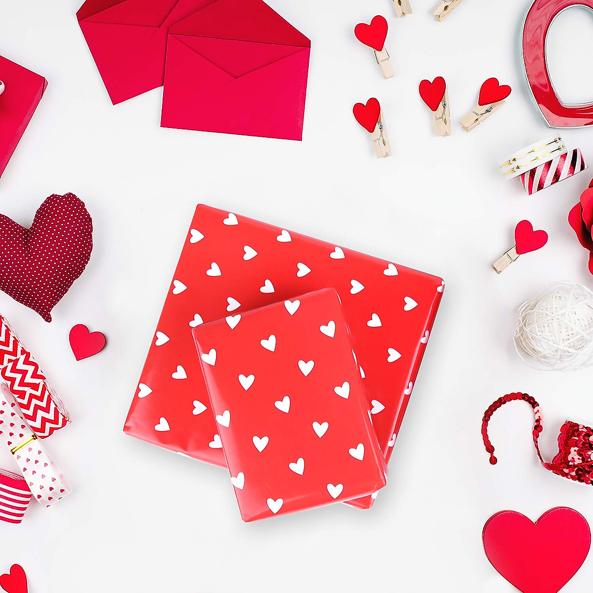 PLULON 6 Sheets Hearts Birthday Gift Wrapping Paper Colorful Gift Wrap Paper for Birthday, Baby Shower, Weddings