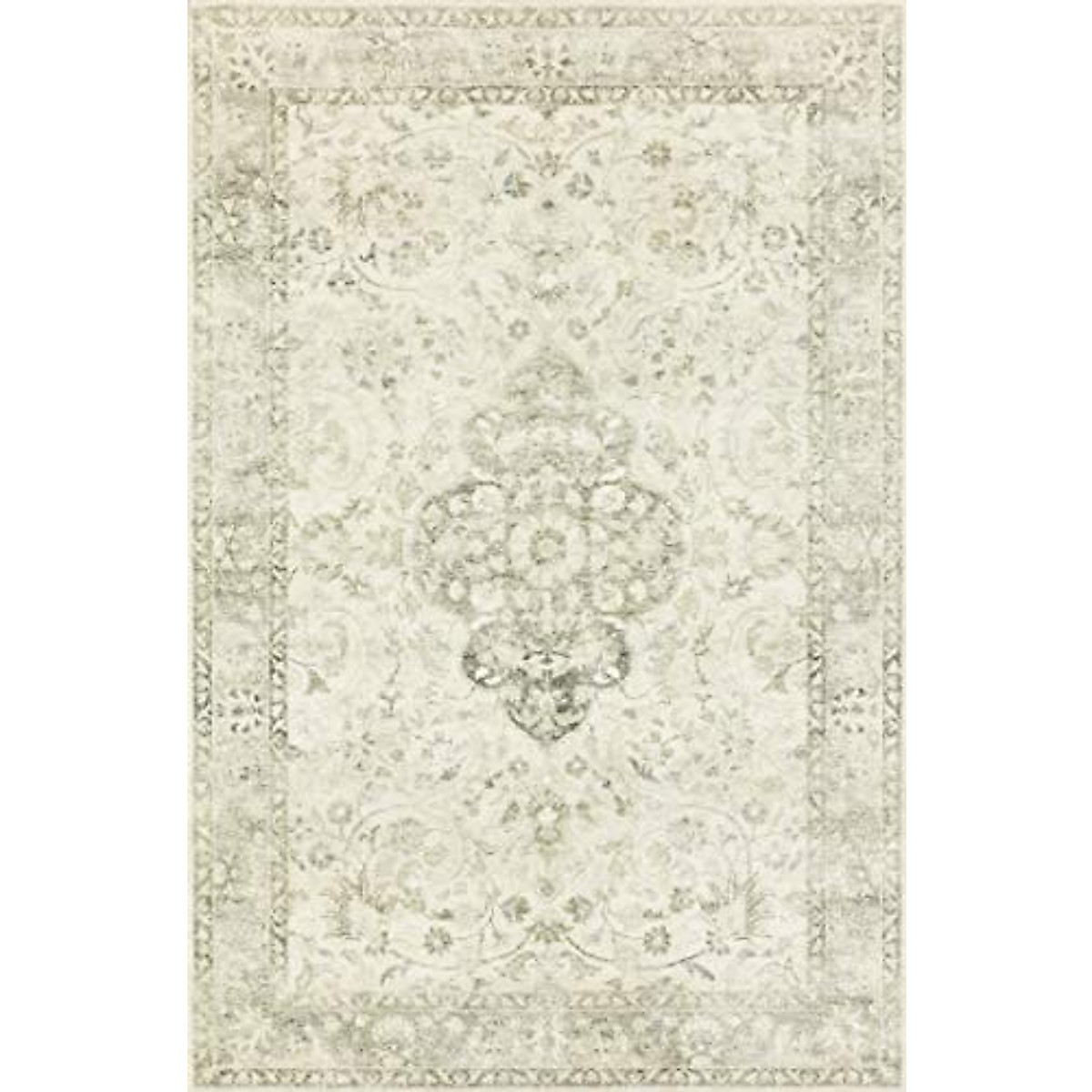 Loloi II Rosette Collection ROS-02 Ivory/Silver, Traditional 7'-6" x 9'-6" Area Rug