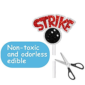 18pcs Black Glitter Bowling Dessert Cupcake Topper Bowling Strike Entertainment Theme Decor Supplies Baby Shower Boys Girls Happy Birthday Party Decorations