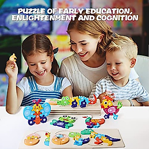 SHIERDU 6-Pack Wooden Animal Growth Puzzle Puzzles for Kids Ages 3-5 Montessori Toys for 3 4 5 Year Olds Gifts for 2-4 Year Old Boys Girls