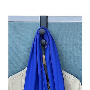 Tetra-Teknica Cubi-pro CWH03 Over-The-Panel Cubicle Partition Wall Garment Hanger with Double Posts, 2 1/2" - 3" Panels, Black