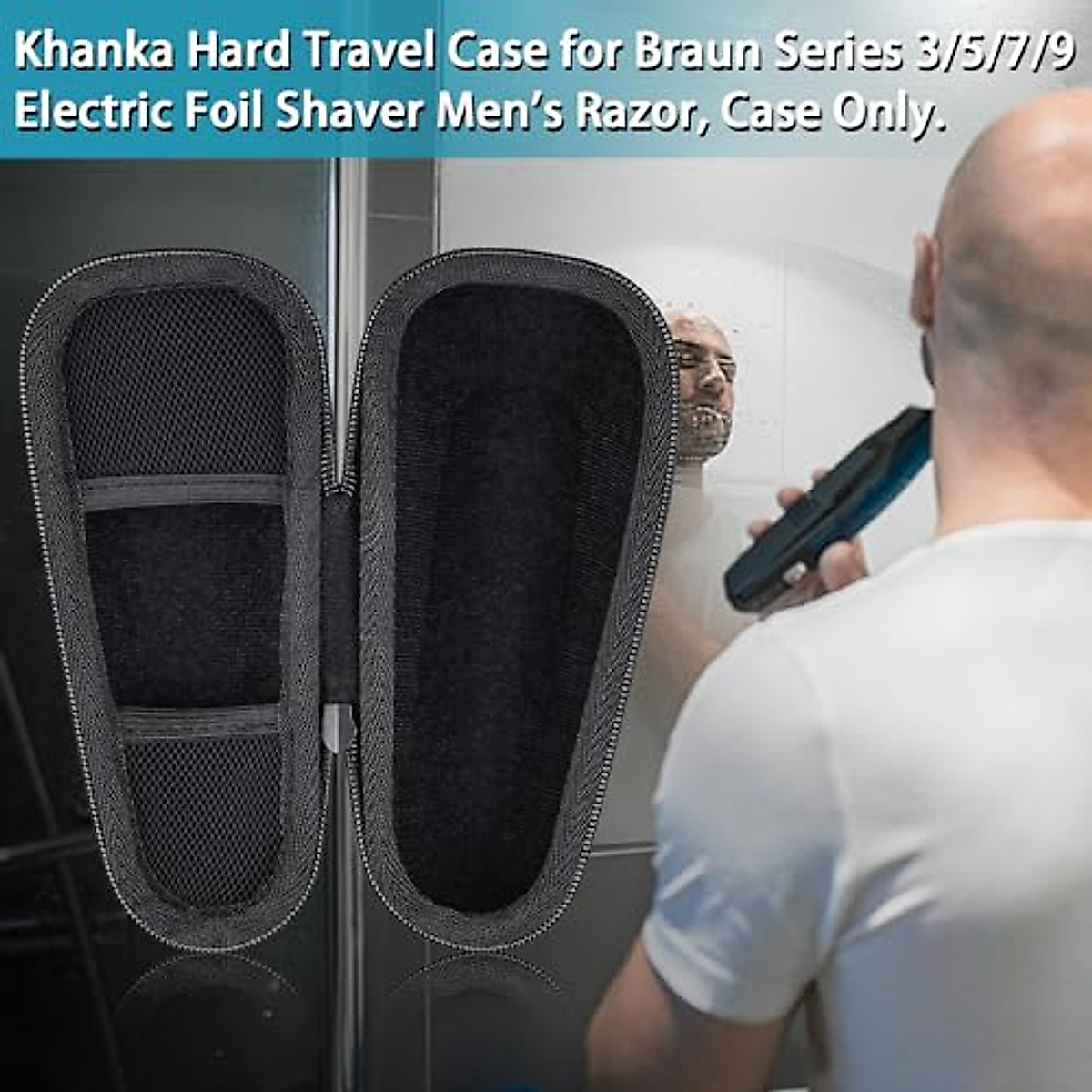 Khanka Hard Travel Case Replacement for 3/5/7/9 5018s 3010 340S-4 3050 390CC-4 380S-4 3040 Electric Foil Shaver Men's Razor, Case Only (Black)