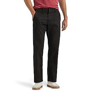 Lee Men's Extreme Motion Flat Front Regular Straight Pant Black 40W x 32L