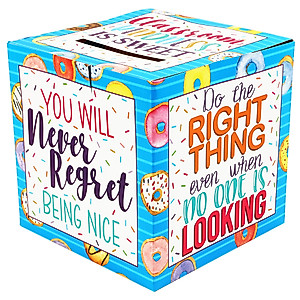 Classroom Kindness Cards and Ballot Box for Elementary Students (8x8 in, 50 Cards)