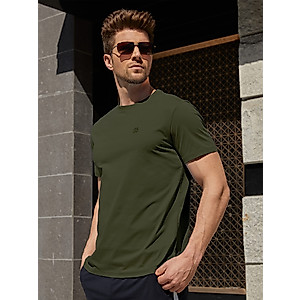 2 Pack Men's Performance T-Shirt Wrinkle-Resistant Quick Dry Short Sleeve Moisture Wicking UPF 50+ Sun Protection Sports(Black Army Green,M)