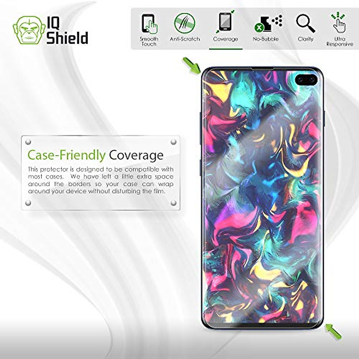 IQShield Screen Protector Compatible with Galaxy S10 Plus (S10+ 6.4 inch)(2-Pack)(Case Friendly) Anti-Bubble Clear TPU Film (NOT Compatible with Verizon S10 5G 6.7)(Works with Fingerprint ID)
