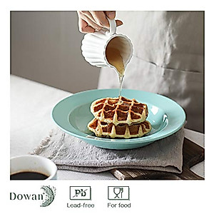 DOWAN Soup Bowls 20oz, Rim Pasta Bowls Plates, 9.5" Porcelain Salad Bowls Set of 4, Lake Blue, Microwave & Dishwasher Safe