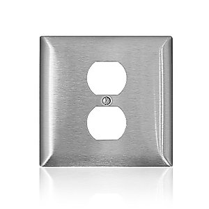 Leviton SL748 C-Series 2-Gang 1 Duplex, Type 430 Stainless Steel