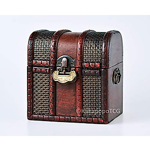 KakapopoTCG Elven Chest (Chainmail) Lockable Wood Deck and Counter Box Trading Cards MTG Magic FaB TCG YGO PTCG EDH Commander Box Dice Box DnD Spell Card Box