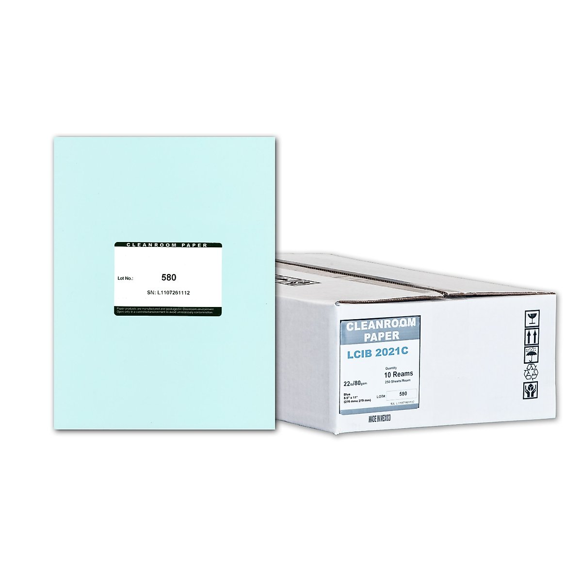 Purus LCIB 2021C Blue Latex Clean Image Latex Cleanroom #22 Paper, 11" Length x 8.5" Width (Case of 2500 Sheets)