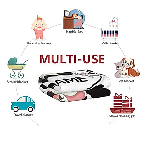 BLYIUKR Personalized Cow Print Blanket for Baby Kids with Name, Custom Cow Print Stuff Bedding Decor Sofa Cow Throw Blankets for Girls Boys Daughter Christmas Birthday Gifts