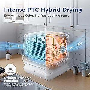 Gudsunal Portable Countertop Dishwasher, 7L Detachable Water Tank, 6 Programs,No Hookup Needed, 192℉ HI-Temp Hygiene, Hybrid Drying & Preserve Fuction, Mini/Small Dishwasher for RV & Apartment,Black