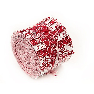 16 Pcs Fabric Strips Cute, Beautiful 100% Cotton Fabric Quilting Strips, Width 2.5 inch Length 44 inch, Gift Red & White Basics Jelly Roll pre-Cut, DIY Blanket