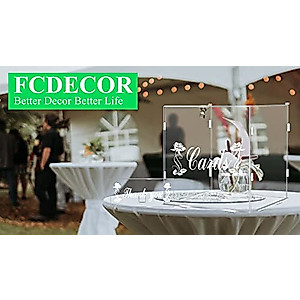 FCDECOR Acrylic Wedding Card Box with Lock, Clear Card Boxes for Wedding Reception Money Holder with Card Sign for Wedding Decorations, Baby Showers, Birthdays, Bridal or Graduation Party Supplies