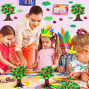 Nuanchu 20 Set 3D Foam Tree Craft Apples Leaves Sticker Self Adhesive Foam Tree Glitter Apple Sticker Spring Trees for Craft Project Family Art Activity