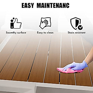 Aoodor Outdoor 6-10 Person Aluminum Patio Extendable Dining Table, Rectangular Table & 8 Chairs for Patio, Deck, Garden,Courtyard - Brown and White