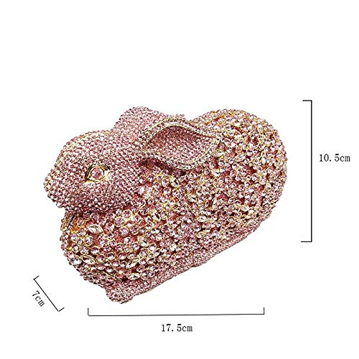 Rabbit Bunny Women Crystal Evening Bags and Clutches Formal Party Dinner Rhinestone Minaudiere Purse and Handbag (A)
