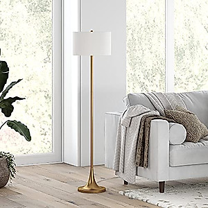 Josephine 62" Tall Floor Lamp with Fabric Shade in Brass/White
