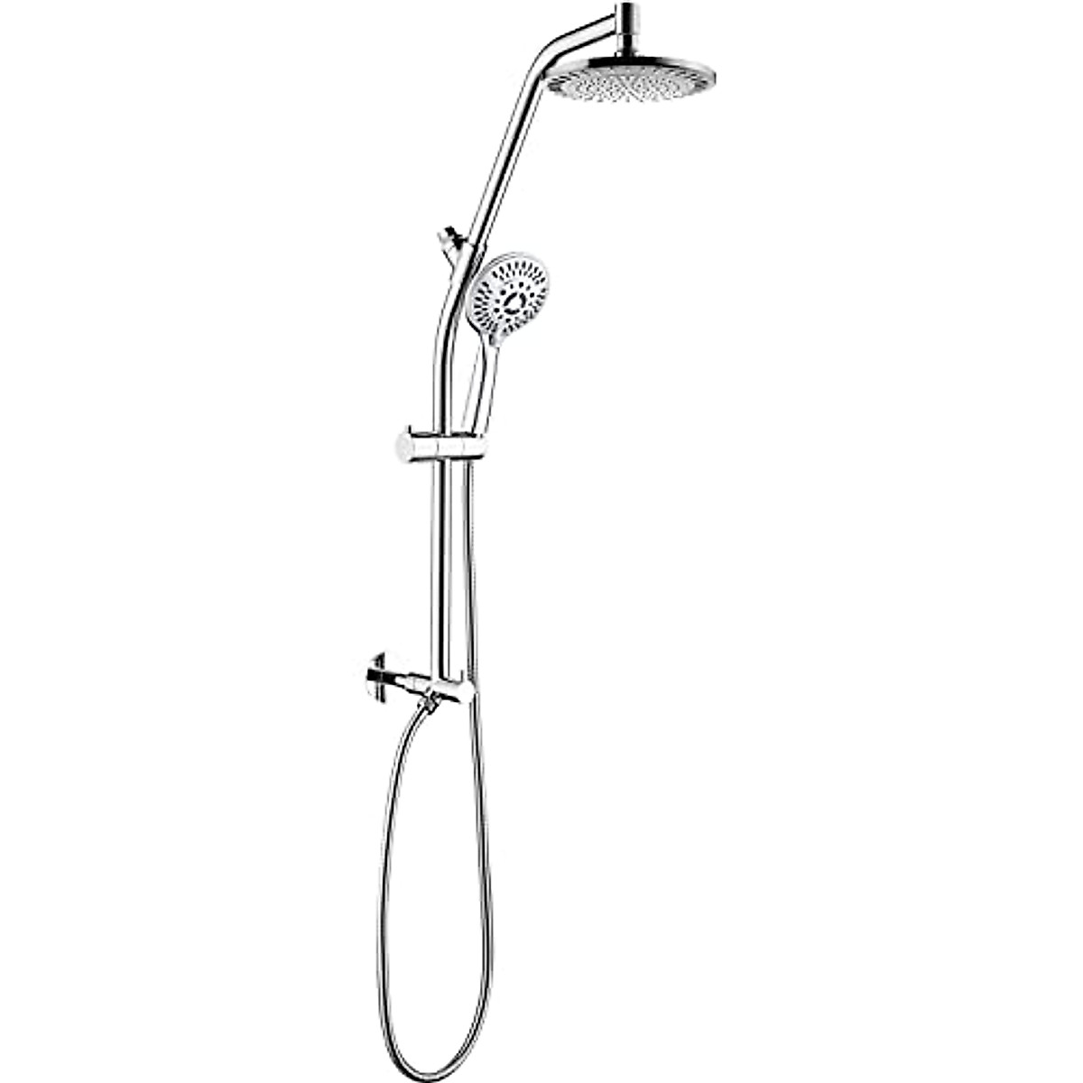 BRIGHT SHOWERS Rain Shower Heads System Solid Brass Sliding Bar with Height Adjustable High Pressure Handheld Shower Head, No Drilling Installation Option Provided