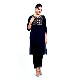 Vihaan Impex Black Kurti for Women Kurta Set with Pant 3/4 Sleeve