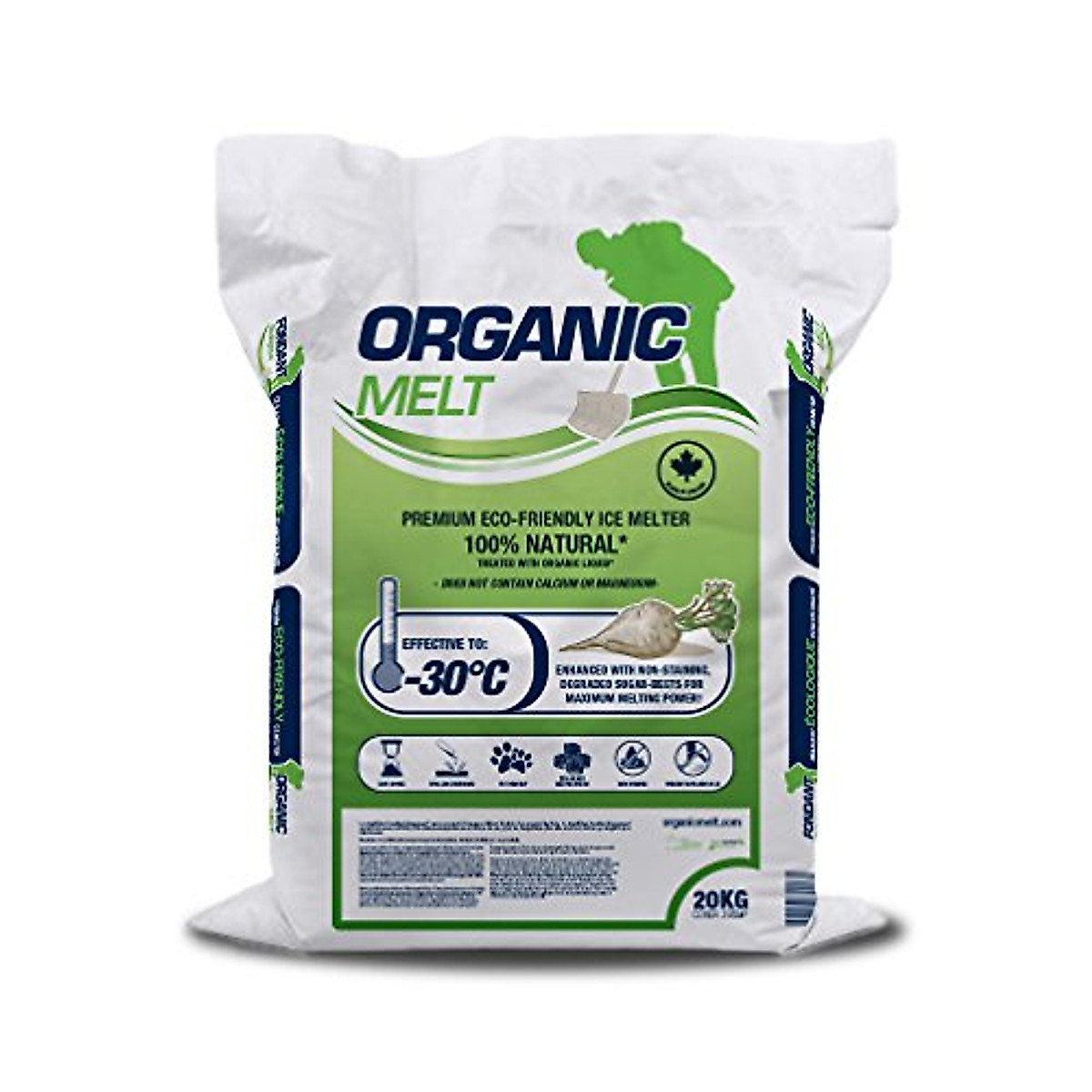 Organic Melt Premium Granular Ice Melt. Eco Friendly, Pet Friendly, Driveway and Sidewalk Safe- 20kg Bag (44 lbs)