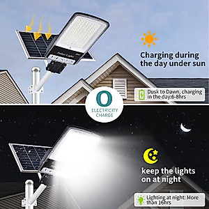 CHUCAI LED Solar Outdoor Lights,300W Solar Street Light Outdoor Lamp,IP67 Waterproof Security Flood Light with Remote Control,6500k Daylight Dusk to Dawn Solar Lights for Stadium,Parking Lot,Garden