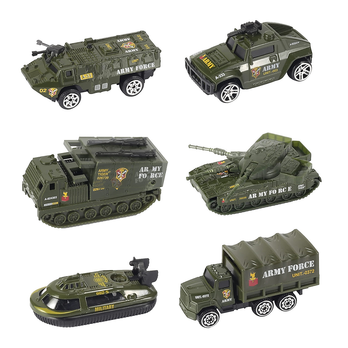 JOYIN Military Transport Cargo Airplane Car Toy Play Set Including Friction Powered Helicopter with Light, 6 Die-Cast Military Cars & 12 Army Men Figures for Over 3 Years Old Boys and Girls