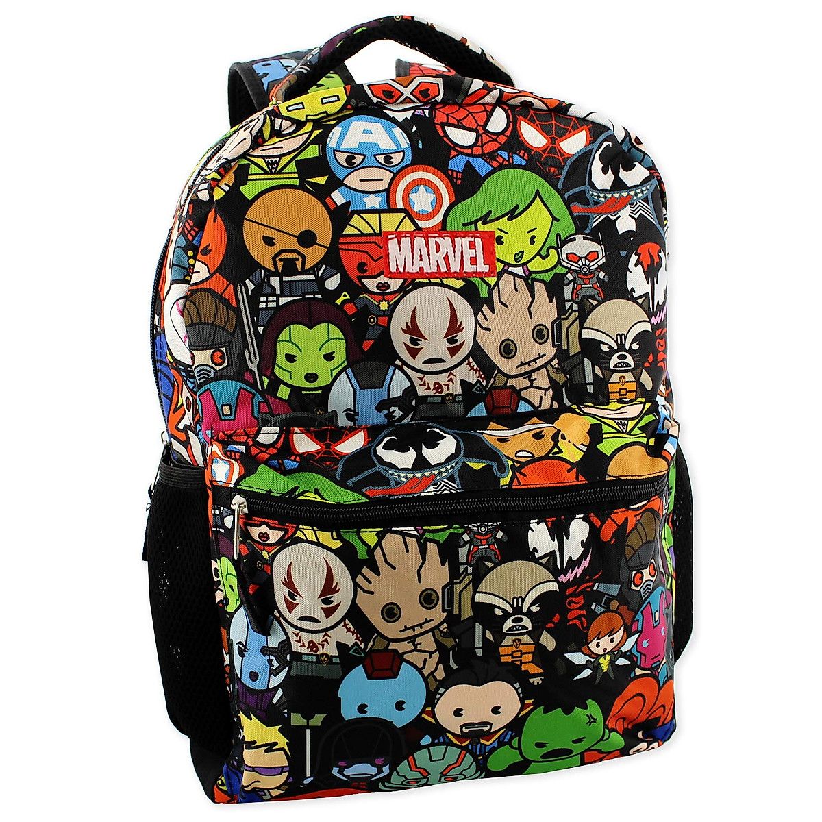 Marvel Kawaii Avengers Boys Girls 16" School Backpack (One Size, Black/Multi)