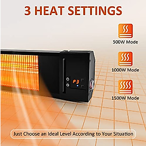 Garage Heater, TRUSTECH Patio Heater for Outdoor Use, Infrared Indoor Heater w/1s-Fast Heat & 24H Timer, Overheat Protection, Super Quite Waterproof Wall Heater for garage, Heaters for Large Room