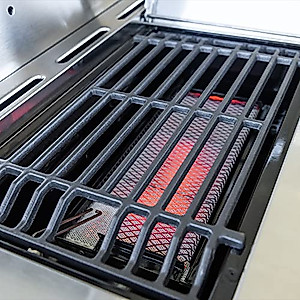 KitchenAid 720-0954L 4-Burner Stainless Steel Free Standing 55000 BTU Propane Gas Grill with Black Cabinet and Side Burner