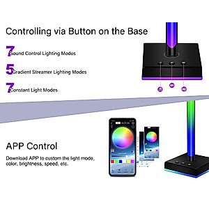 TRELC Desktop Atmosphere Sound Pickup Rhythm Light, Gaming Headphone Stand with LED Light, Headset Holder Hanger Rack Backlight for Gamers Table Game Earphone PC PS5 Accessories（2 Packs）