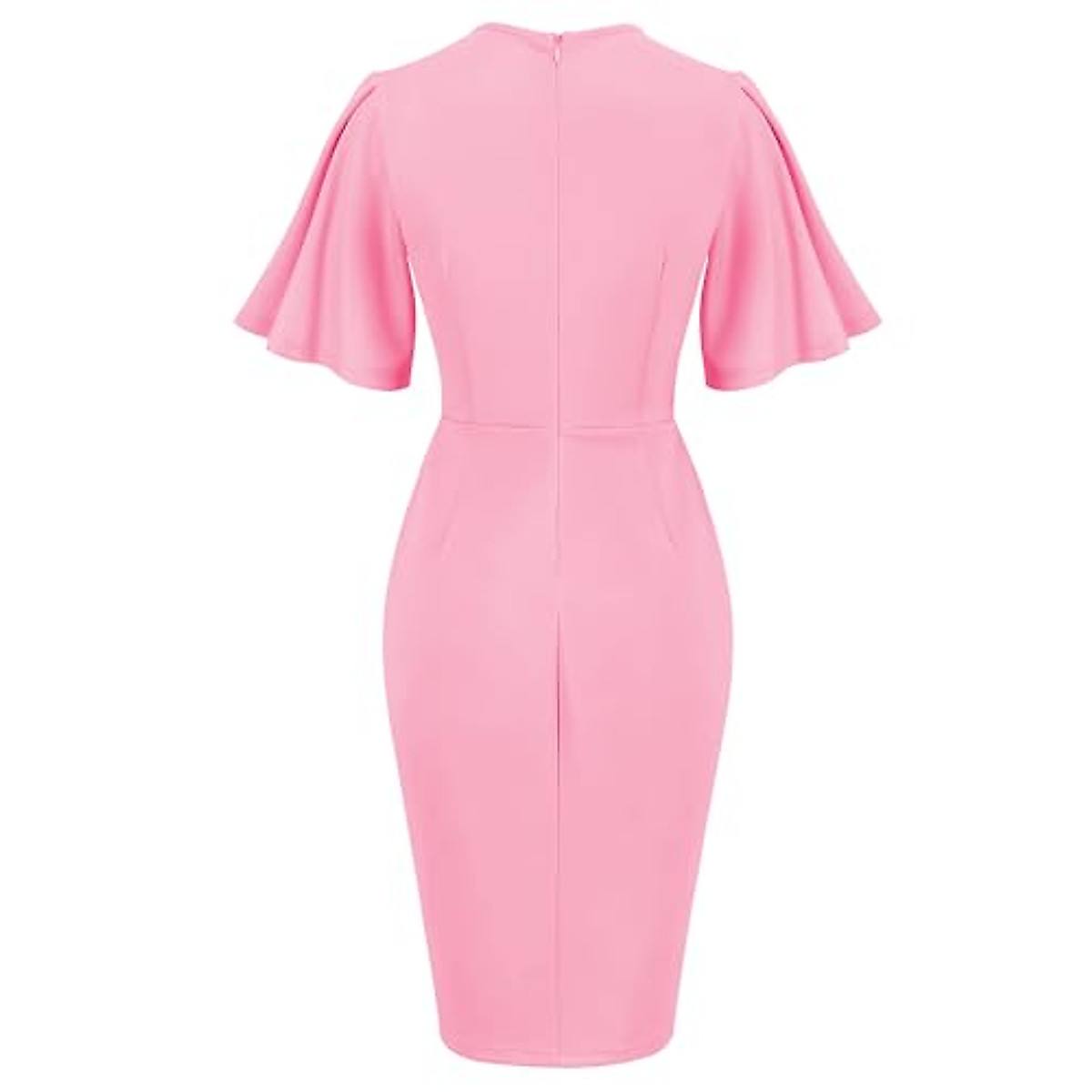 Zshujun 1950's Women's Vintage Stretchy Work Casual Bodycon Sheath Pencil Dress 1189 (Pink, XL)