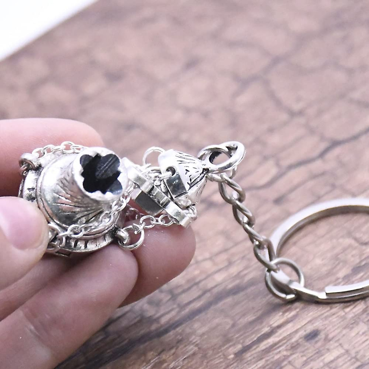 Censer Incense Burner Key Ring Accessory, Silver Tone Christian Faith Keychain Religious Gift Zinc Alloy Censer Key Ring for Bag Keychain Keyring Decoration, 4.52 Inches