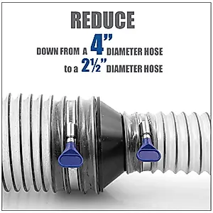 Fulton 4 inch to 2 1/2 inch Reducer Fitting for Dust Collection Hose to Hose Connections and 4 Inch Port Connections on Larger Machinery