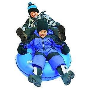 Slippery Racer 60 Inch AirDual Adults and Kids Inflatable Sledding Snow Tube Sled Rider with 4 Reinforced Handles for 2 Riders, Blue
