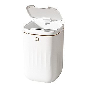 Qcwwy Premium Plastic Automatic Trash Can Exquisite Design 20L Touchless Sensor Electric Garbage Bin for Home Decor (Battery Type Need 2pcs AA Battery), White Gold, Qcwwywzst0fadim-12