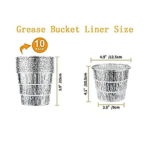 BBQ Pellet Smoker Grill Black Grease Drip Metal Bucket with 10 Pack Disposable Foil Liner for Traeger Grills Wood Pellet Models, for Camp Chef, for Louisiana, for Pit Boss Wood Pellet Grills